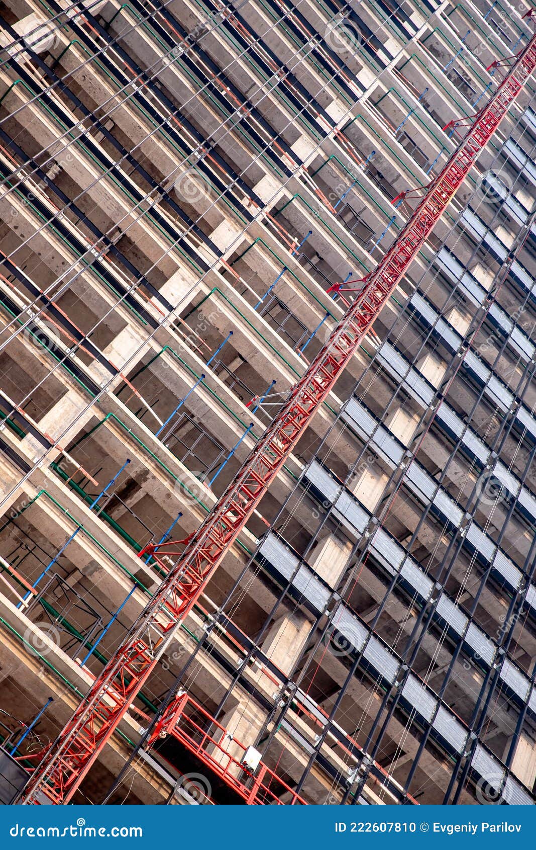 Close-up Plan of Construction Site of Apartment Building Made of Metal ...