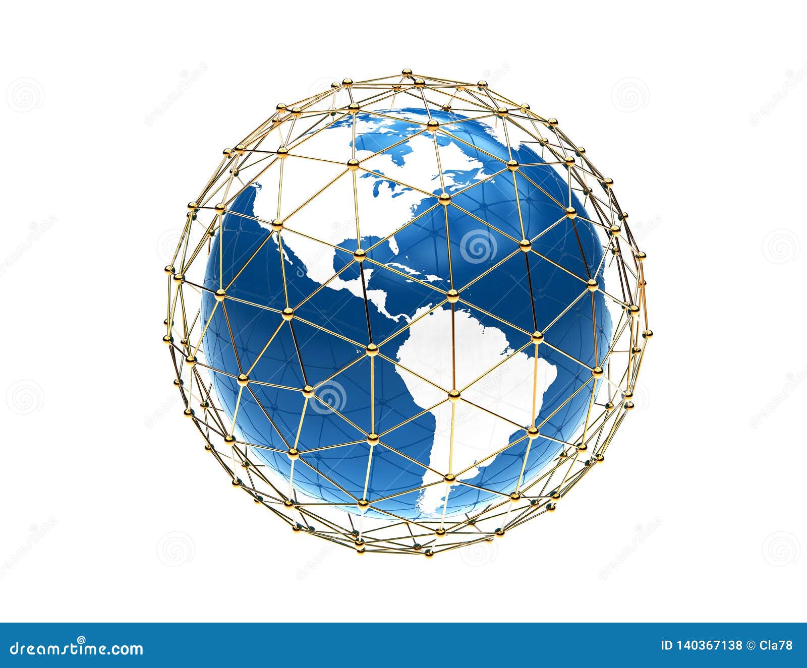 Close Up on a Planet with Global Connection Stock Illustration ...