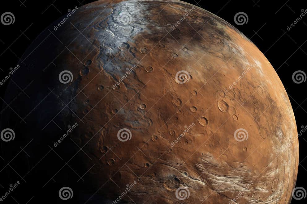 Close-up of Planet, with Visible Surface Details and Weather Patterns ...