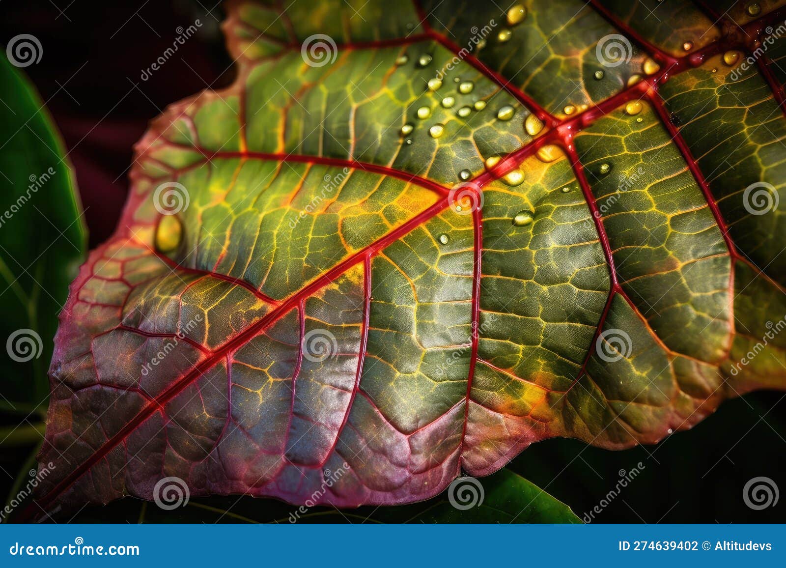Close-up of Plant Leaf with Burst of Vibrant Colors and Intricate ...