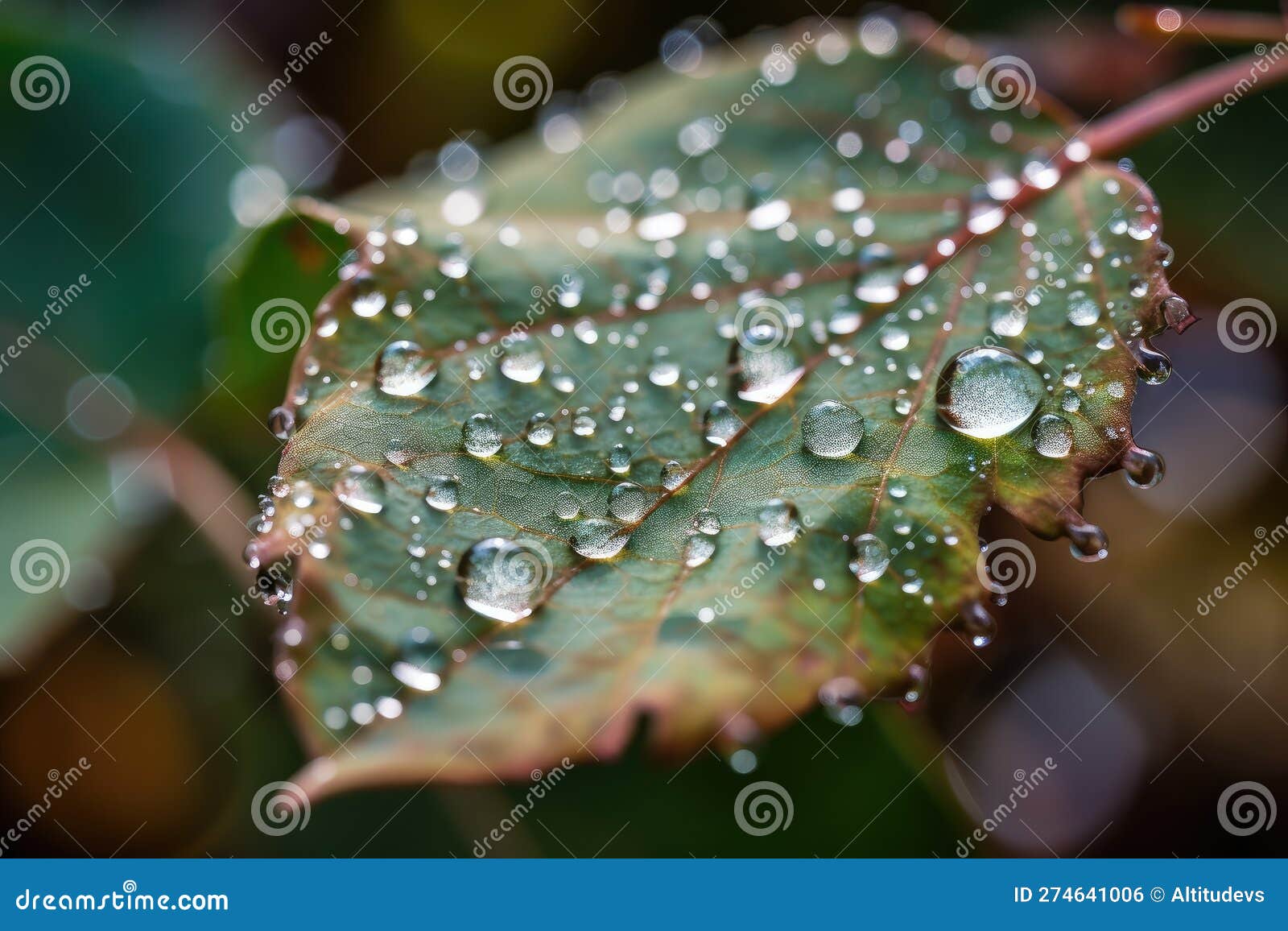 Close-up of Plant Leaf, with Hundreds of Tiny Crystals and Dew Drops ...