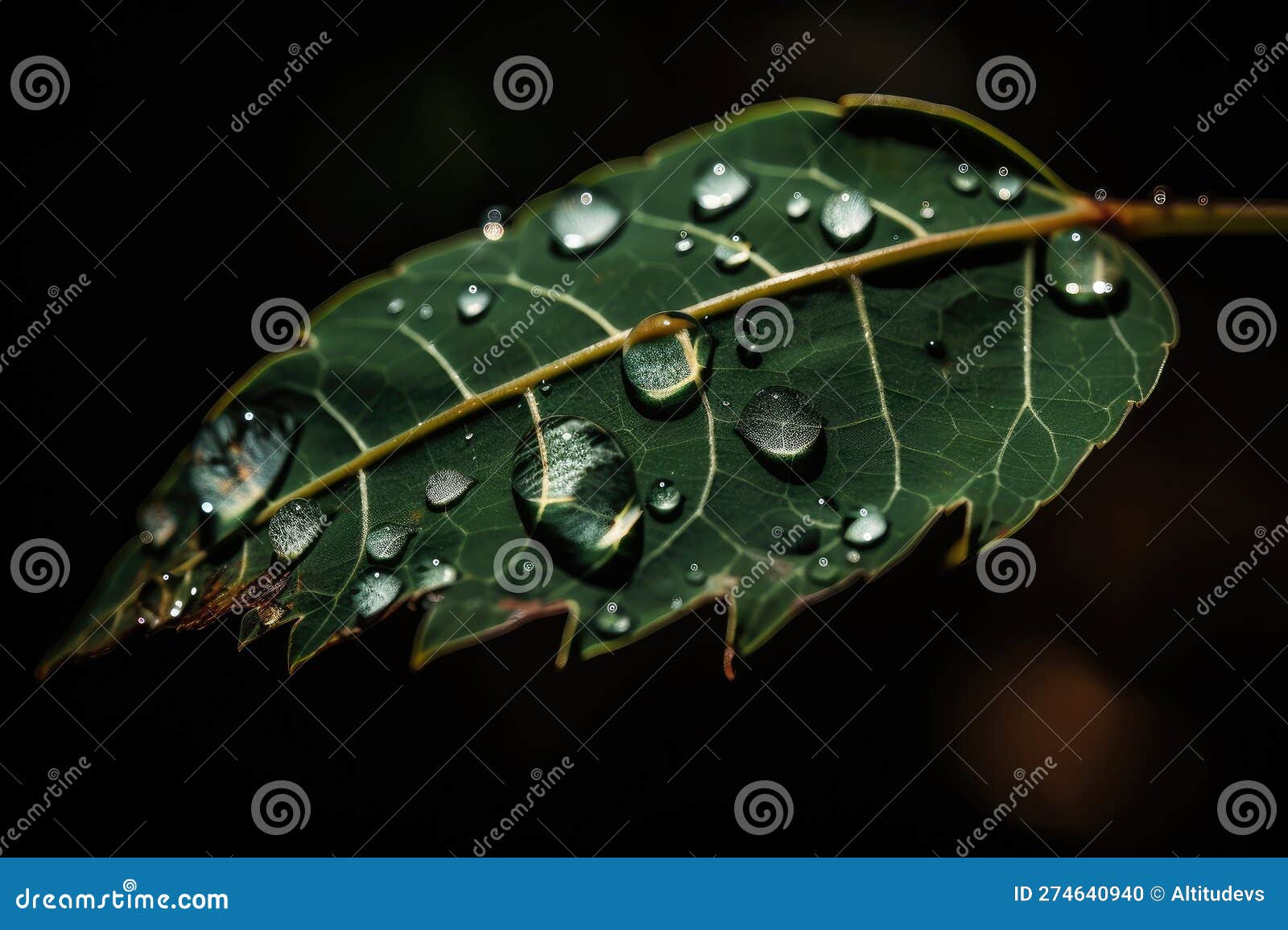 Close-up of Plant Leaf with Water Droplets, Creating Beautiful ...