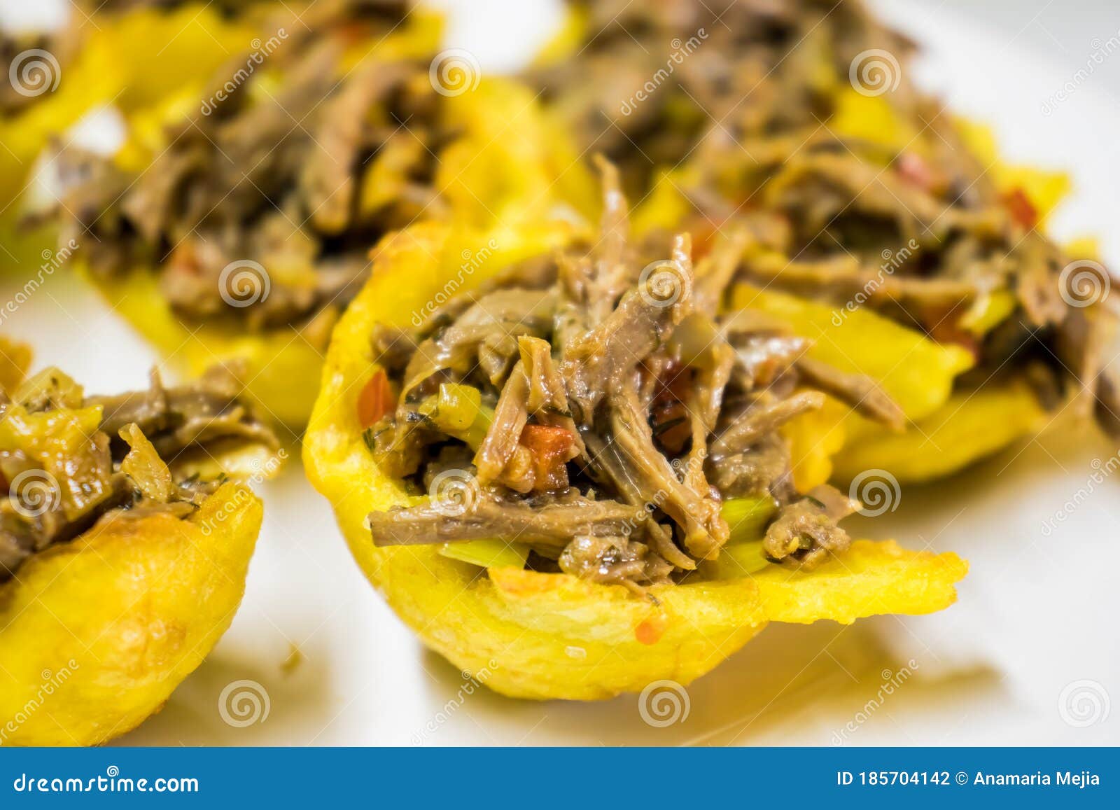 Plantain Baskets Filled with Shredded Meat Stock Photo - Image of musa ...