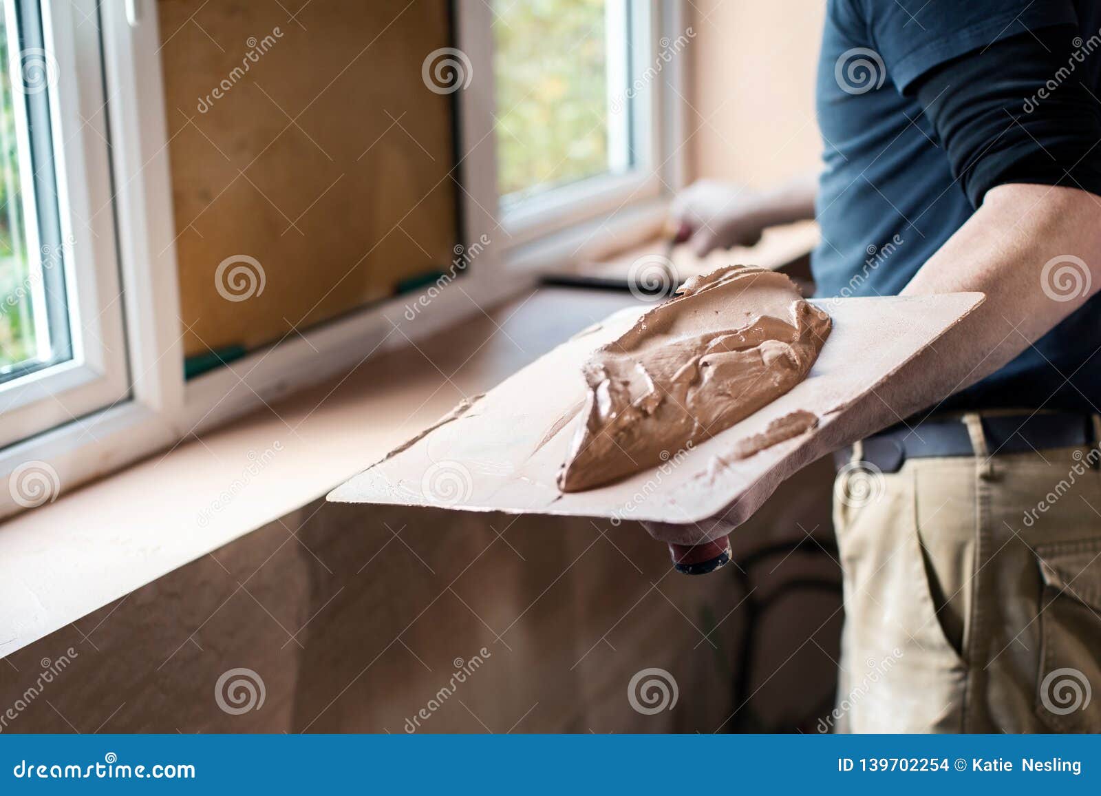Close Up of Plasterer Plastering Room of House Stock Photo - Image of ...