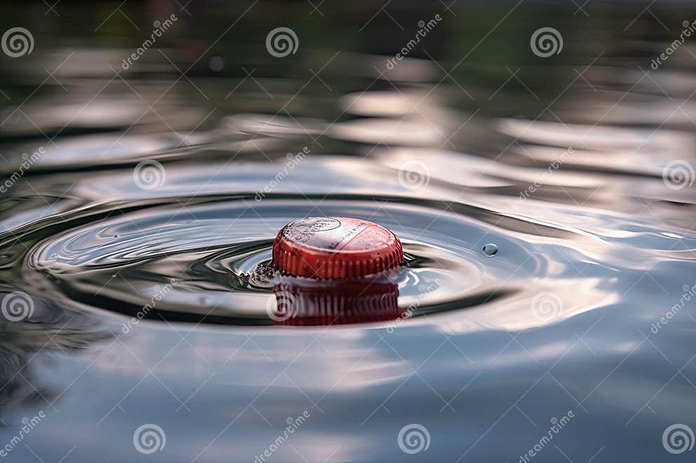 Close-up of a Plastic Bottle Cap Floating on the Water Stock ...