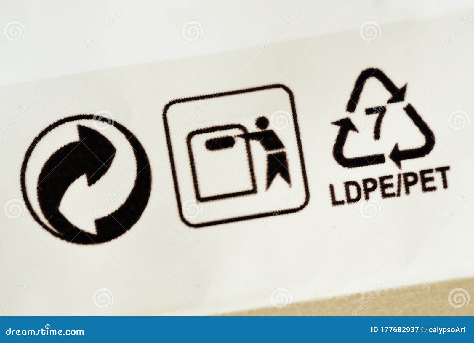 Close-up of Plastic Recycling Symbol 7 LDPE/PET Low-density ...