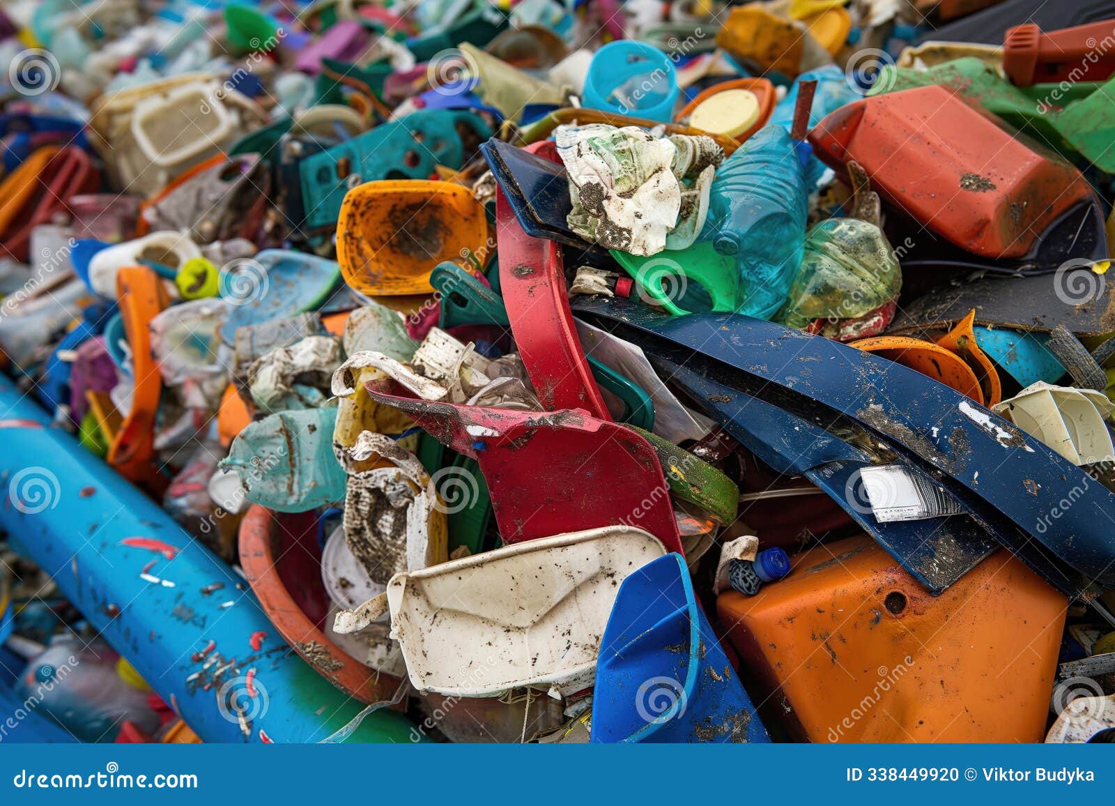 Close-up of a Plastic Waste Heap on Ground. Multicolored Plastic Trash ...