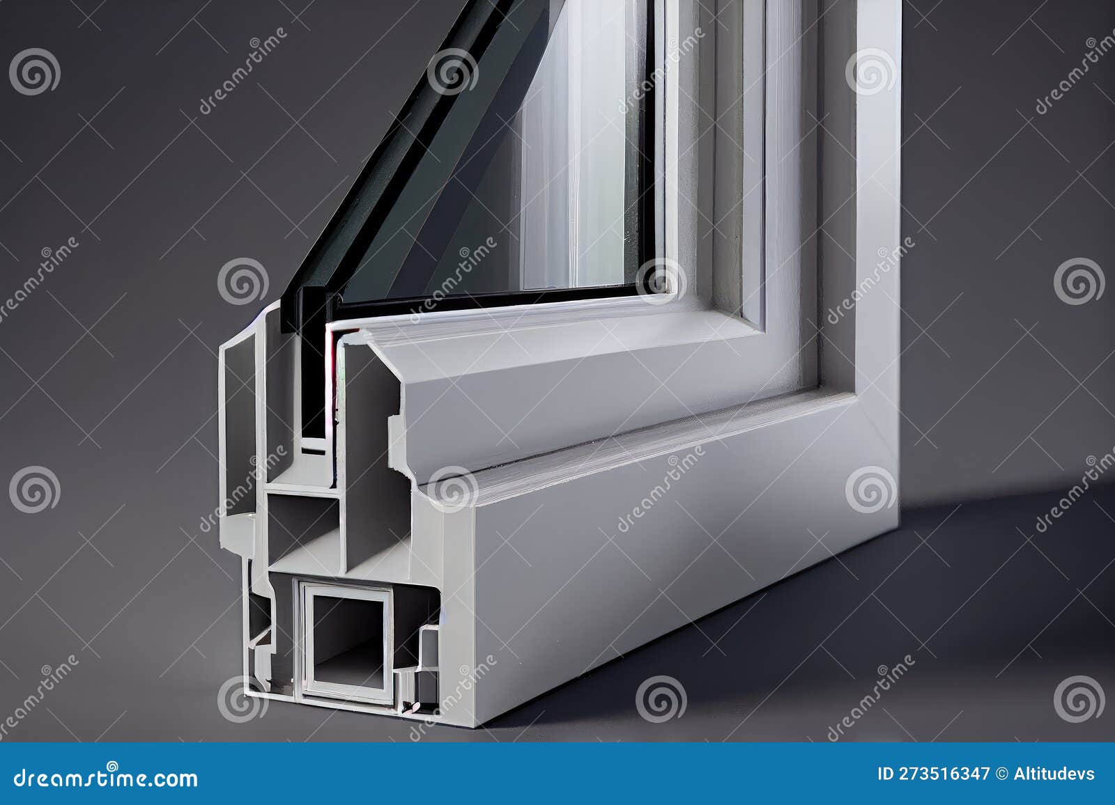 Close-up of Plastic Window Frame, with the Profile of the Window and ... Close-up of Plastic Window Frame, with the Profile of the Window and ...