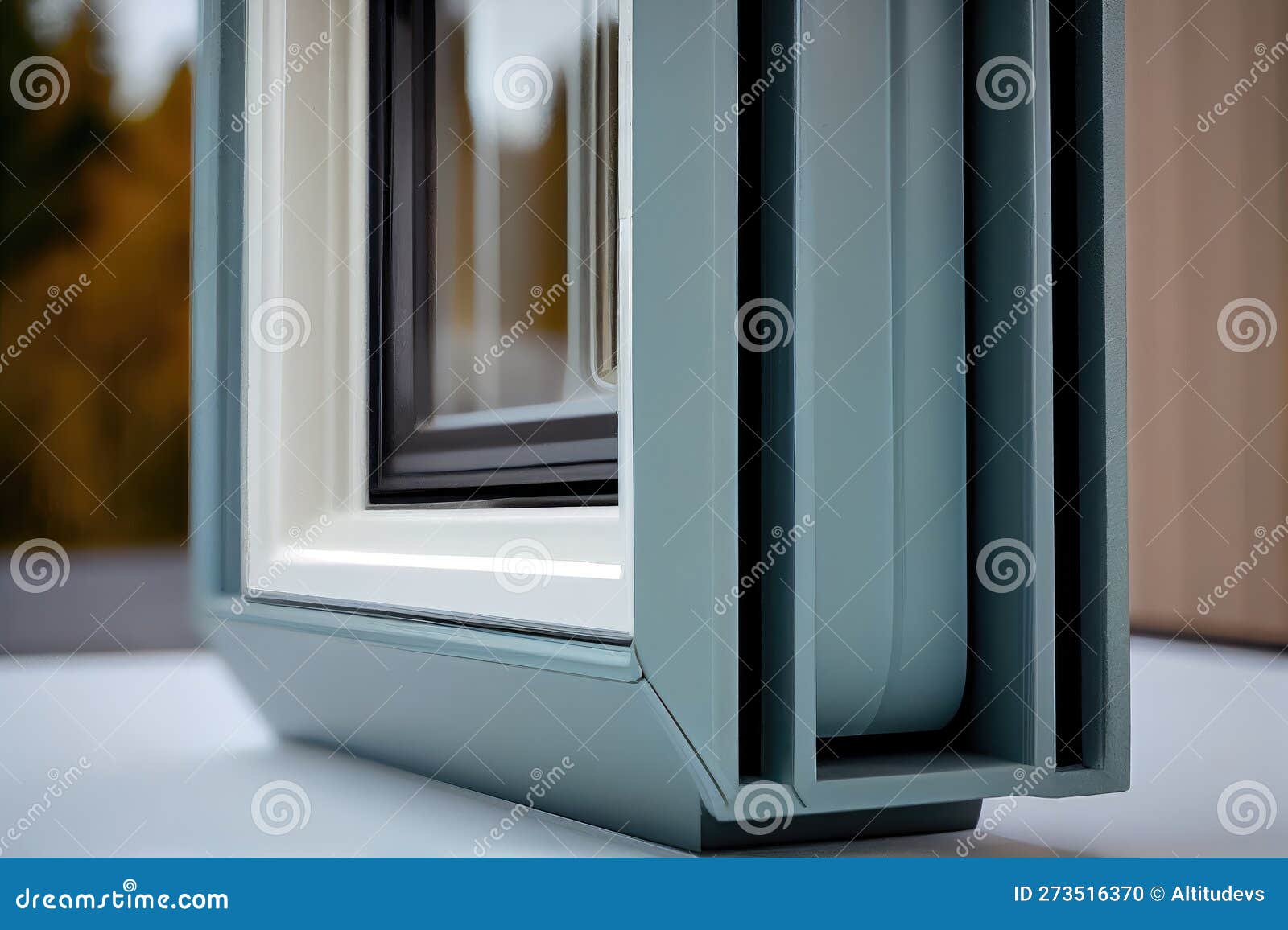 Close-up of Plastic Window Frame, with the Profile of the Window and ... Close-up of Plastic Window Frame, with the Profile of the Window and ...