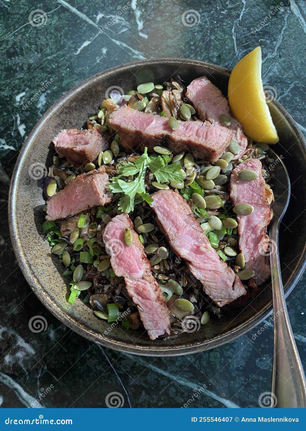 Close-up of a Plate with Beef and Garnish Stock Image - Image of steak ...