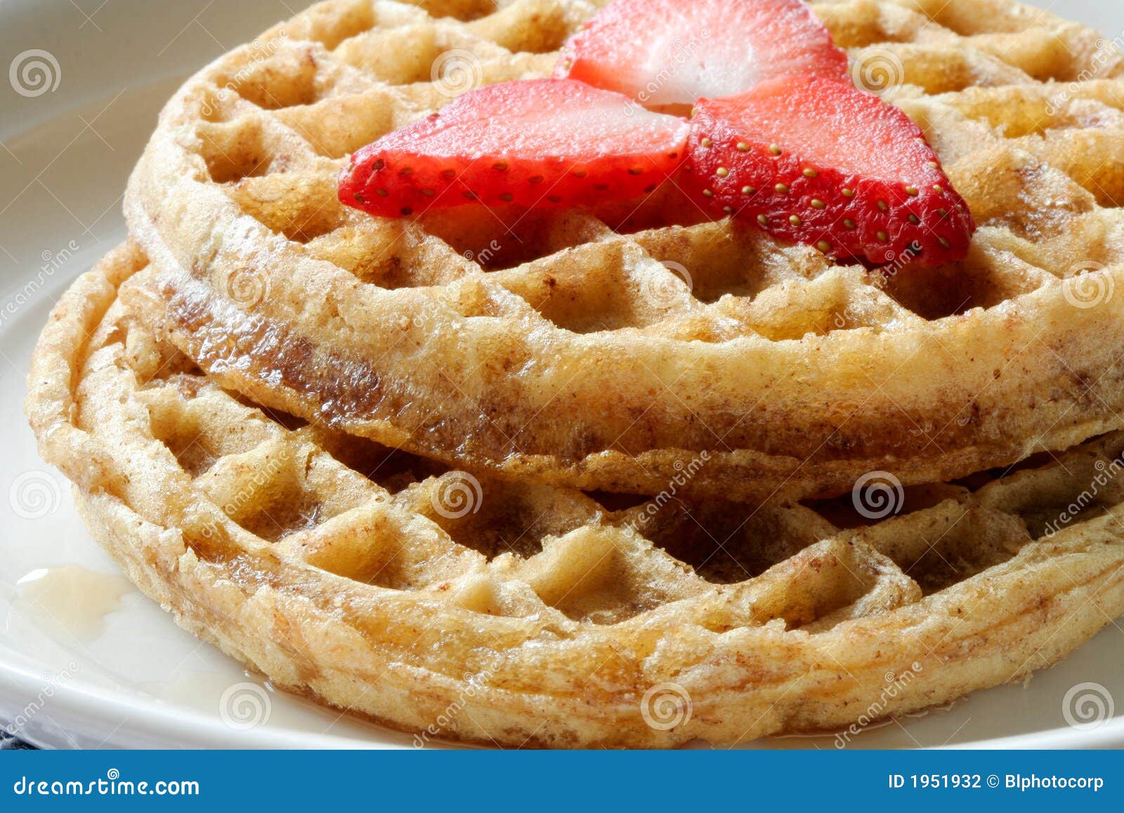 Close-up of a Plate of Waffles with Strawberries Stock Photo - Image of ...