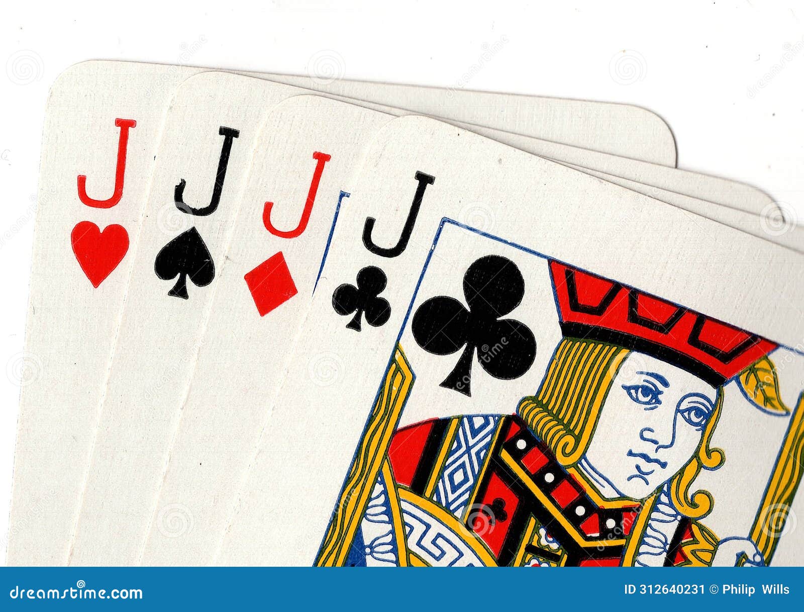 Close Up of Playing Cards Showing Four Jacks. Stock Image - Image of ...