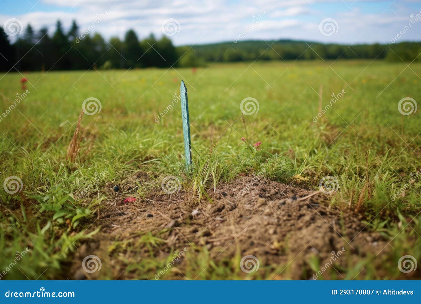Close-up of a Plot Marker on a Large, Undisturbed Land Stock ...