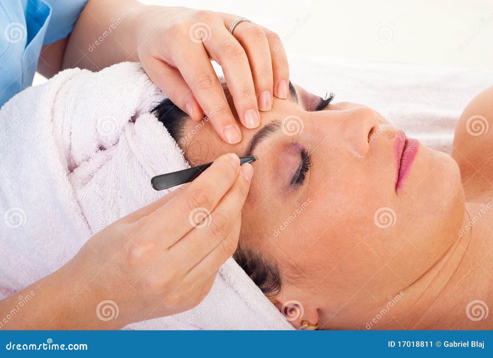 Close Up of Plucking Eyebrows Stock Image - Image of studio, person ...