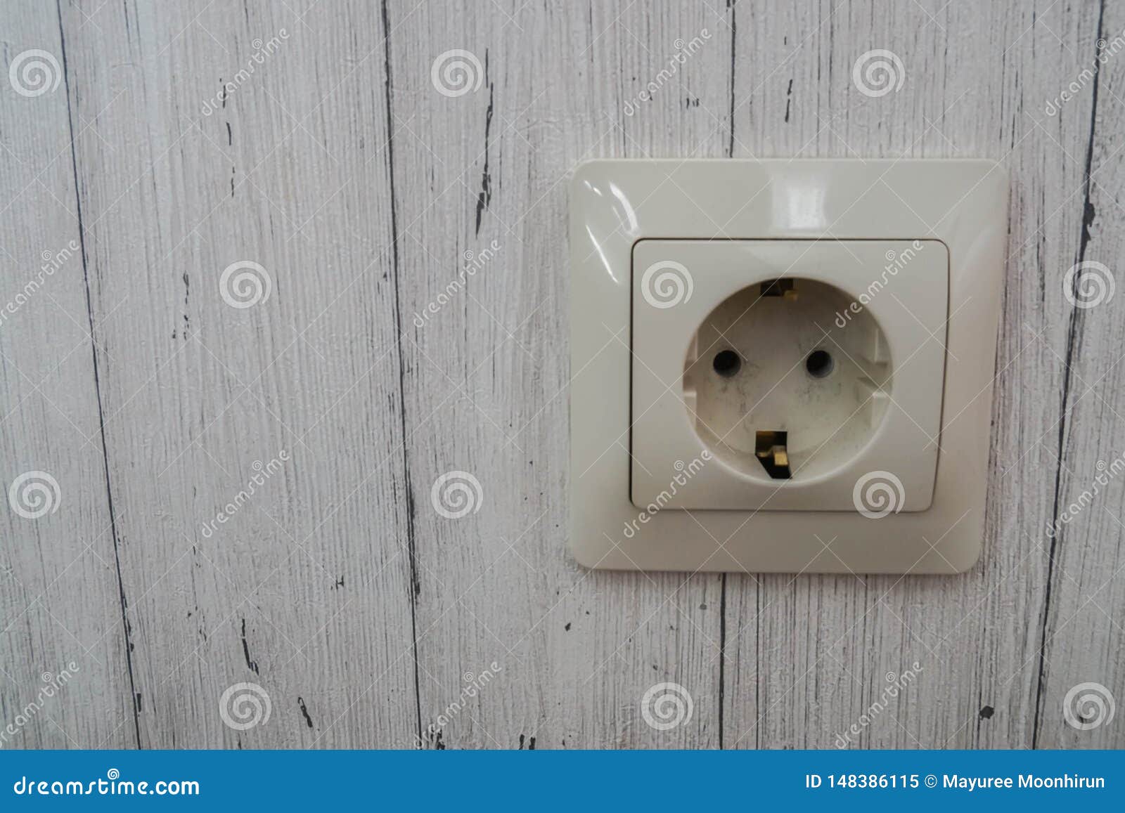 Plug Socket Outlet on the Wooden House Wall Stock Image - Image of ...