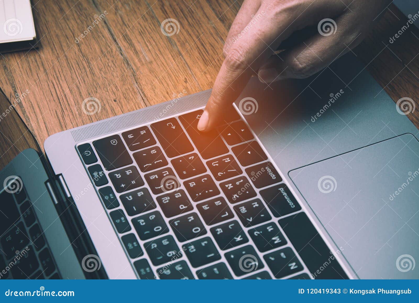 Close Up the Point Finger Push the Enter Key Stock Image - Image of ...