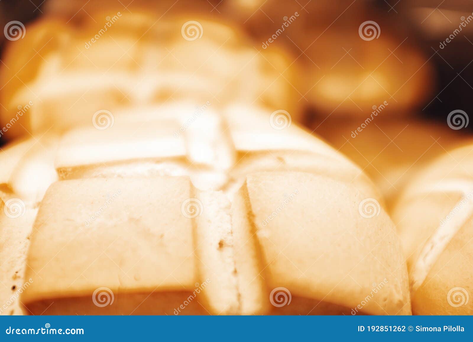 Close Up Point of View of Defocused Piece of Ready Made Bread at the ...