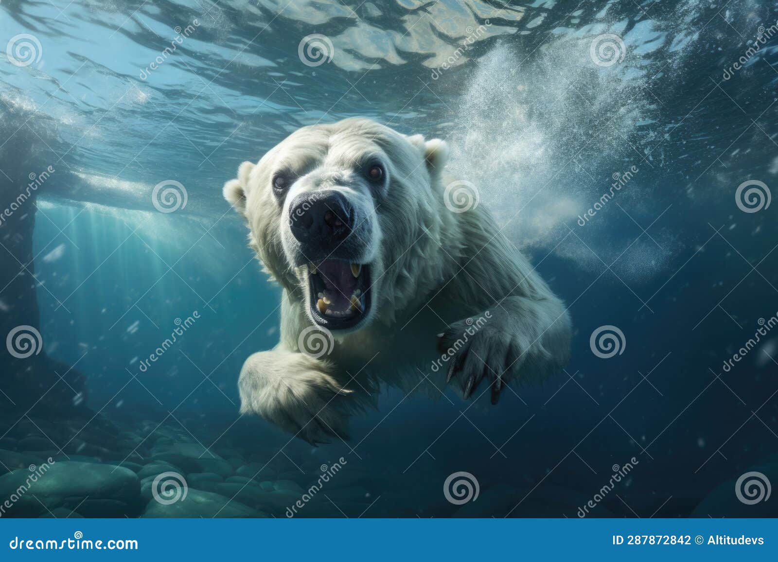 Close-up of a Polar Bear Diving into Freezing Sea Stock Photo - Image ...
