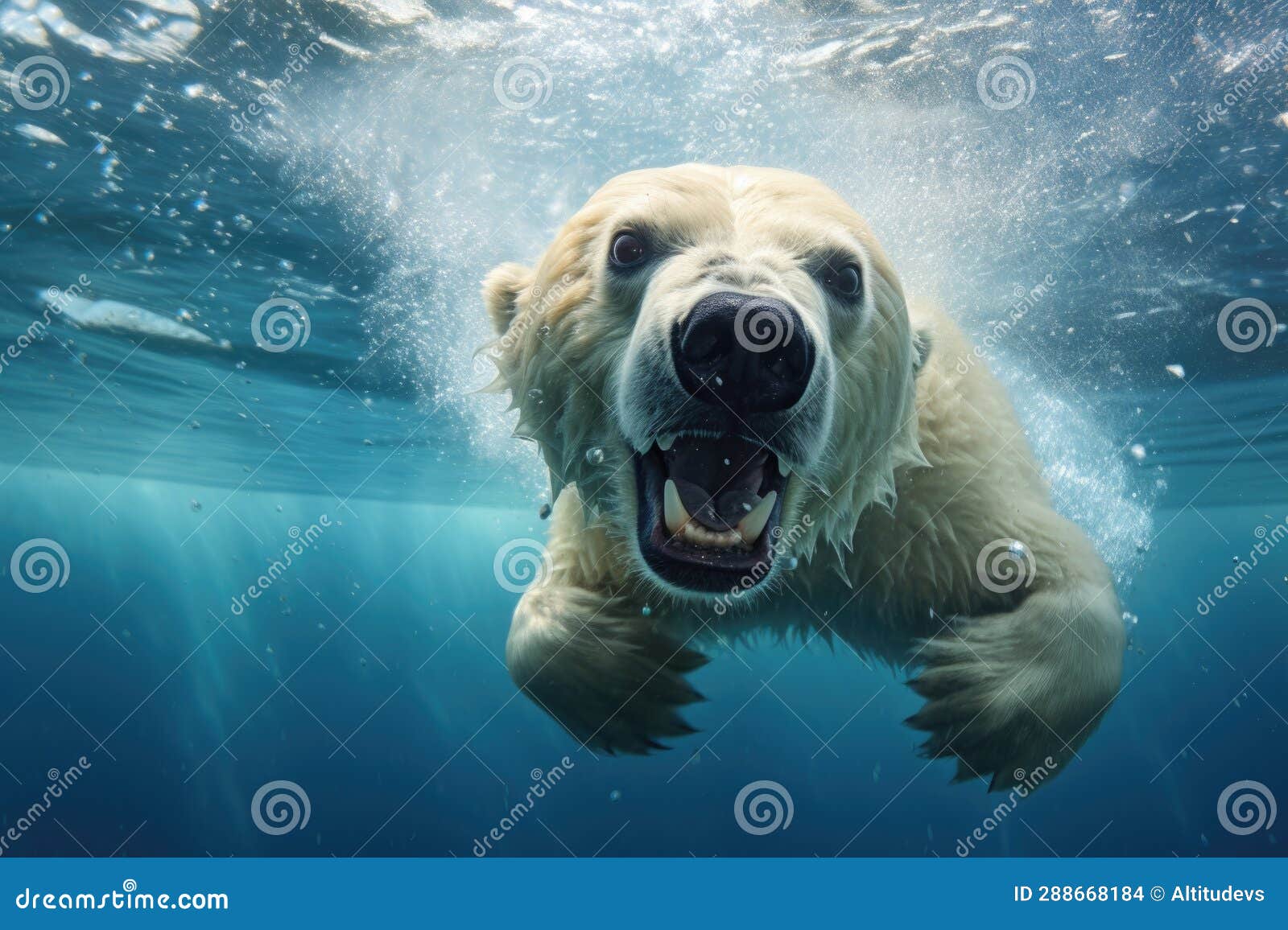 Close-up of a Polar Bear Diving into Freezing Sea Stock Photo - Image ...