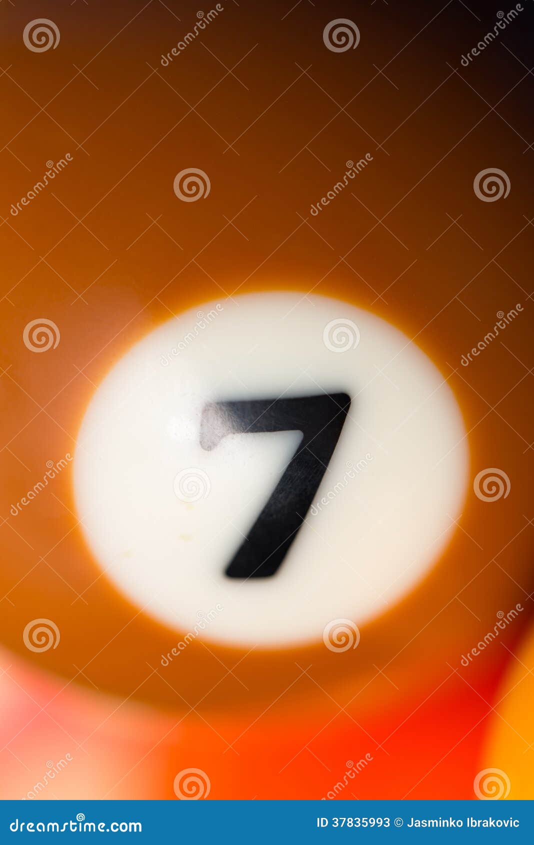 Close-Up of Pool Ball Number 7 Stock Image - Image of leisure, anishing ...