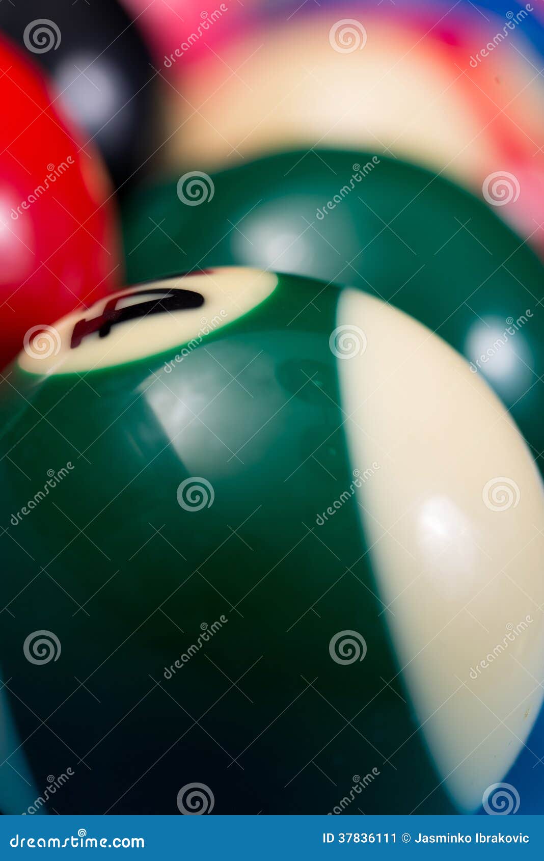 Close-Up of Pool Balls on Blue Pool Table Stock Image - Image of copy ...