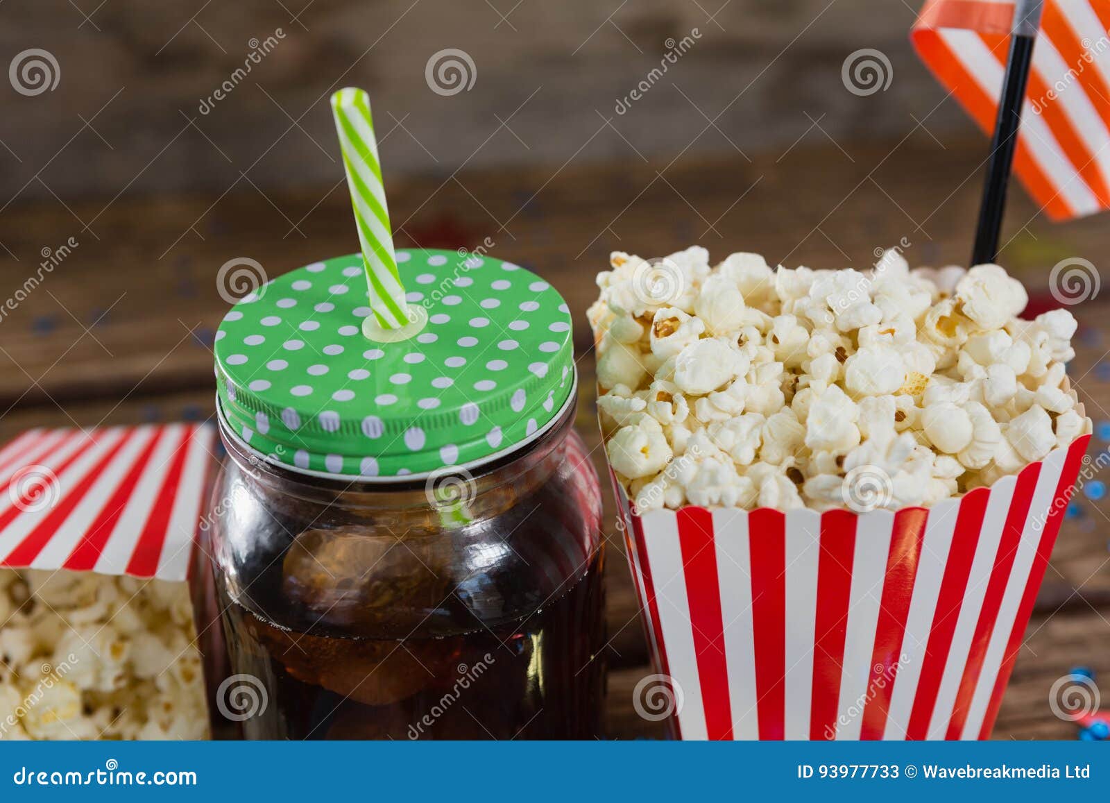 Close-up of Popcorn and Cold Drink Stock Image - Image of independence ...