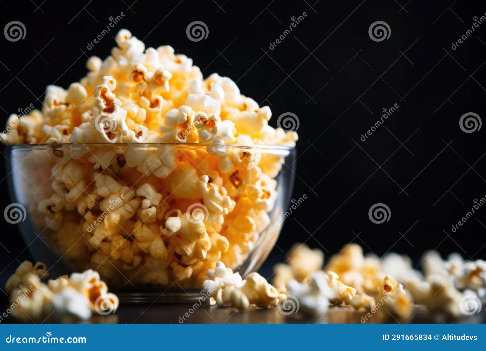 Close-up of Popcorn in a Glass Bowl Stock Photo - Image of movie ...