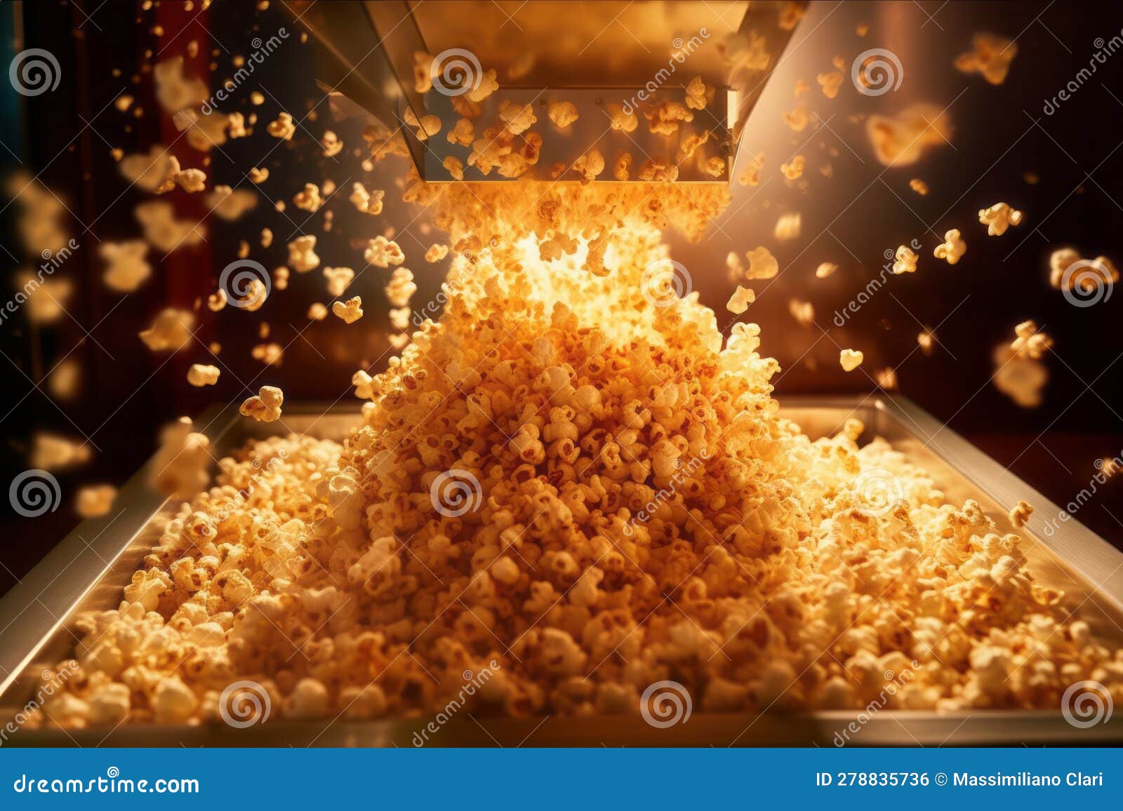A Close-up of a Popcorn Machine, with Popcorn Kernels Popping and ...
