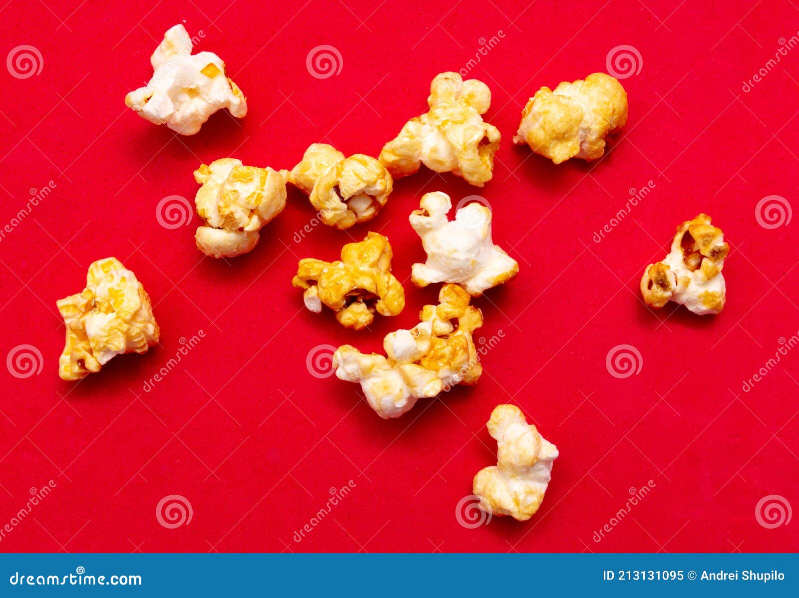 Close-up of Popcorn on a Red Background Stock Image - Image of copy ...