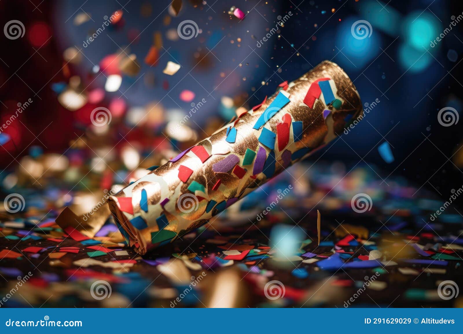 A Close-up of a Popped Christmas Cracker with Paper Confetti Stock ...