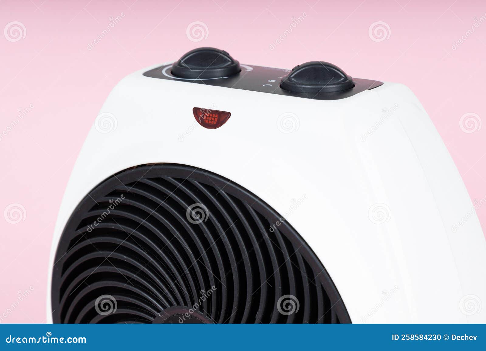 Close Up of Portable Electric Heater. Pink Background Stock Photo ...