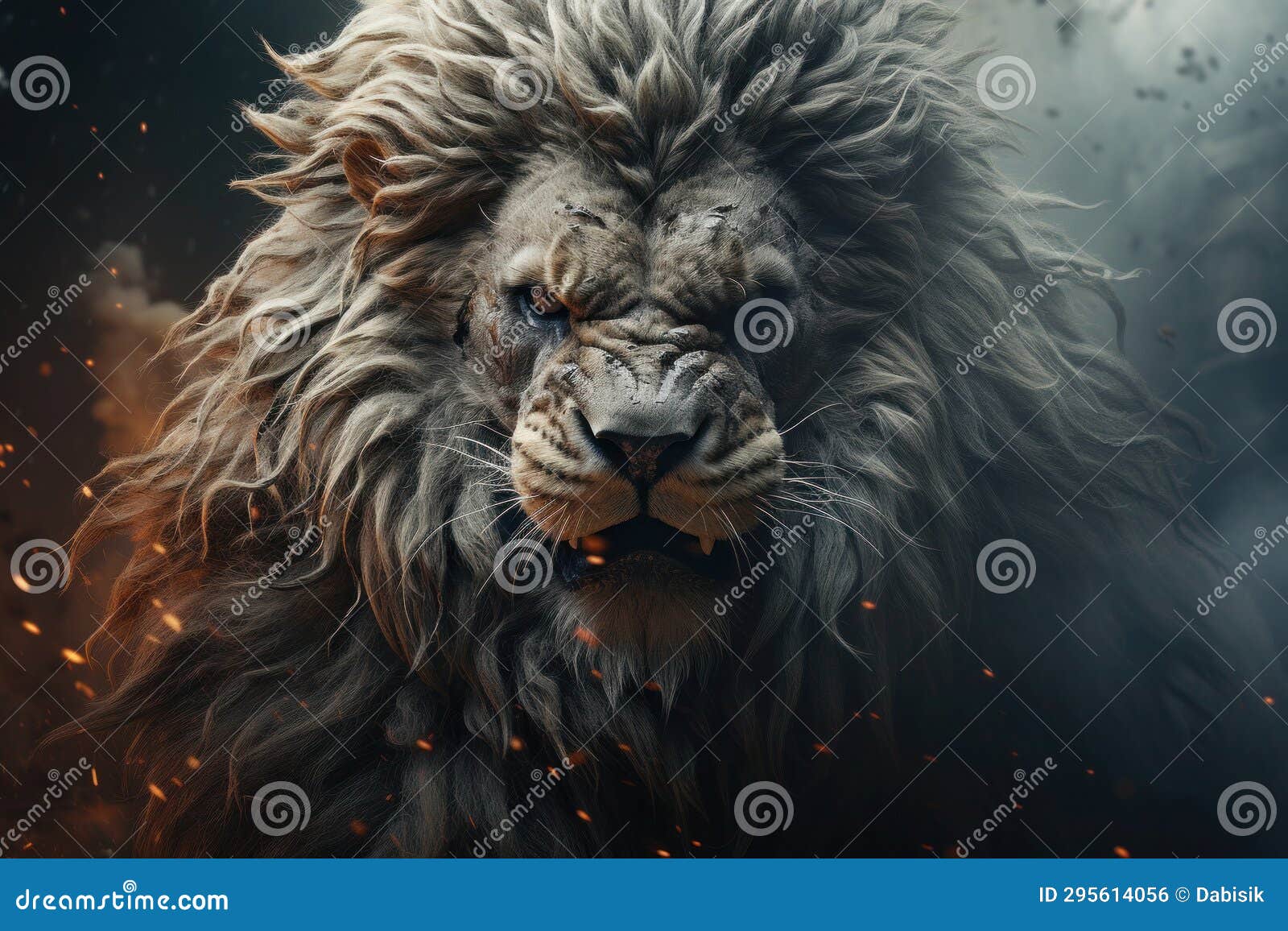 Close Up Portrait of Aggressive Lion. Generative AI Stock Photo - Image ...