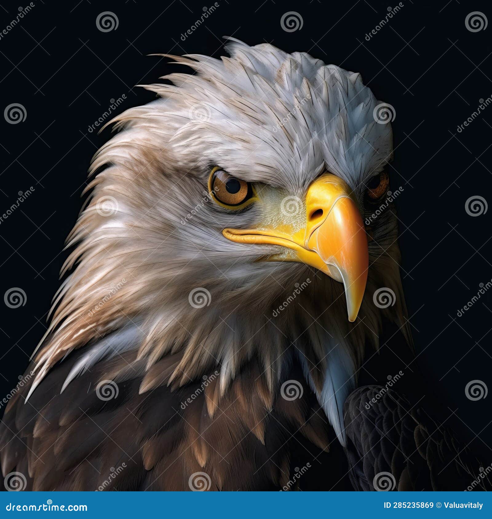 Close-up Portrait of an American Bald Eagle with Yellow Eyes Stock ...