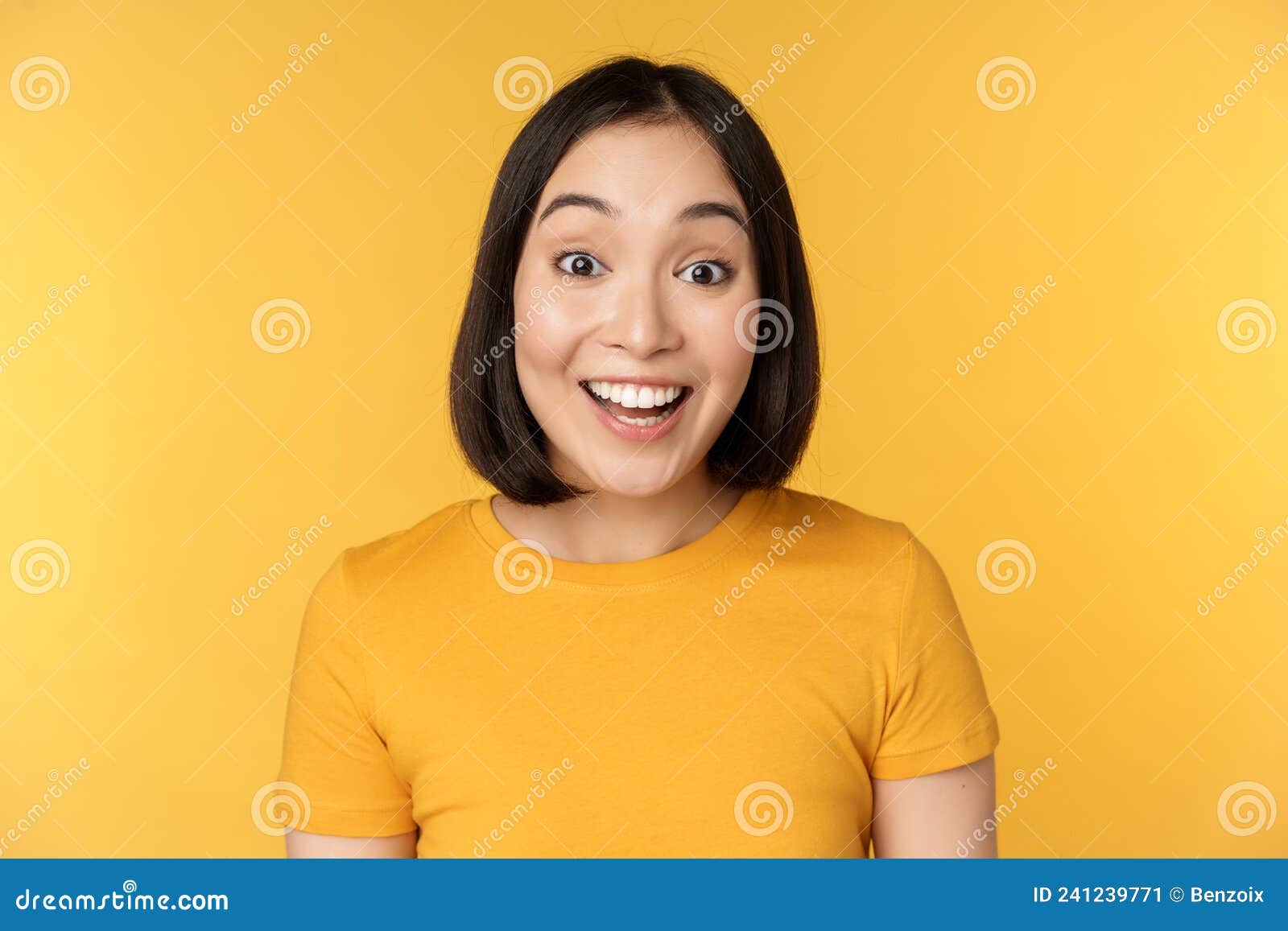 Close Up Portrait Of Asian Girl Showing Surprised Reaction Raising