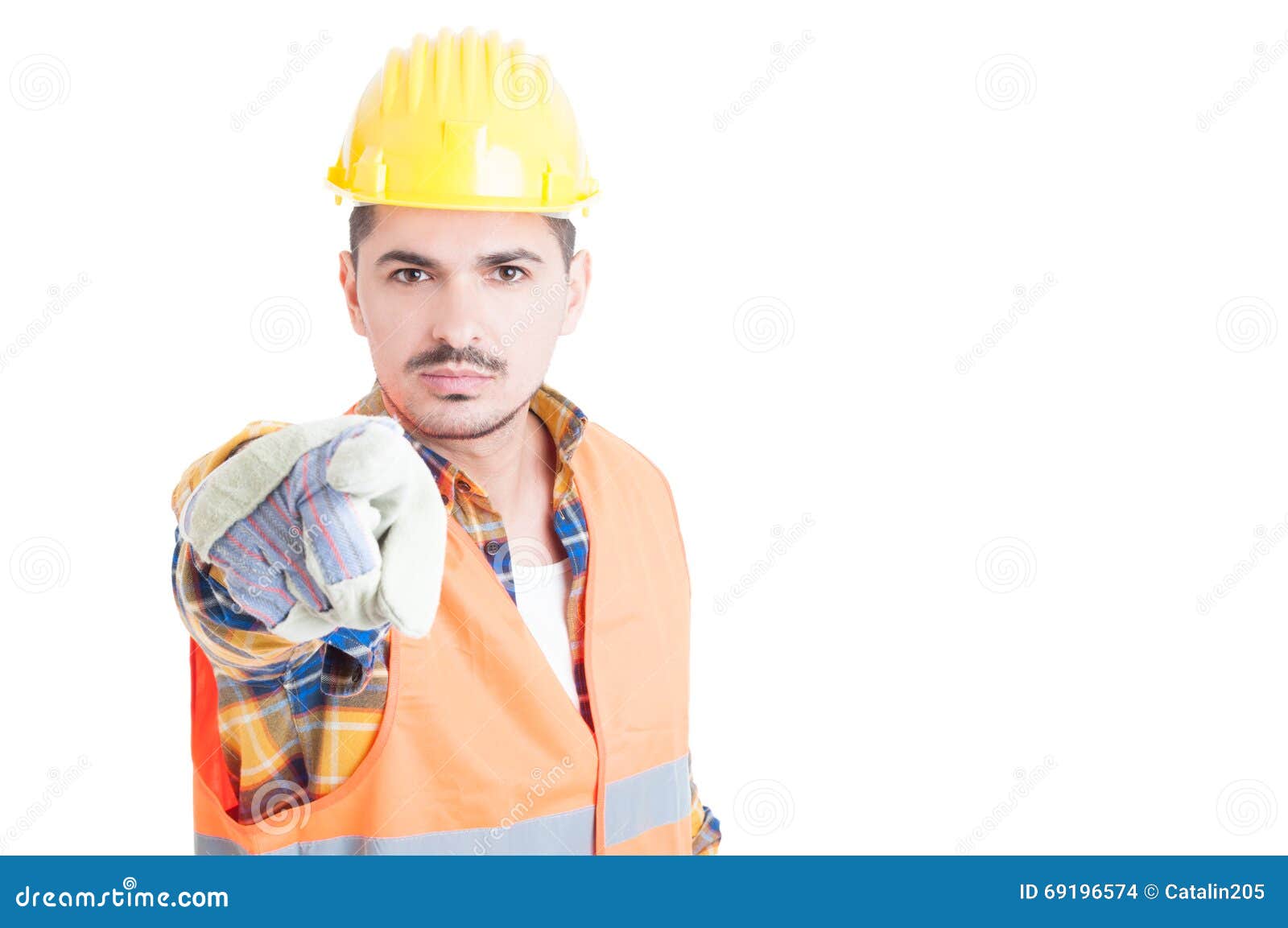 Close Up Portrait of Attractive Engineer Pointing at You Stock Photo ...