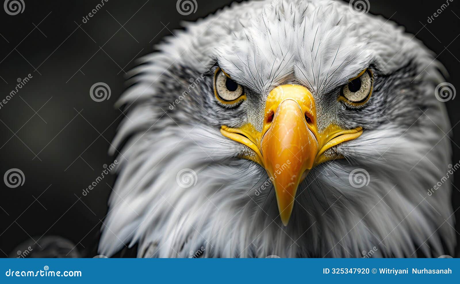 Close-up Portrait of a Bald Eagle with Intense Gaze Stock Illustration ...