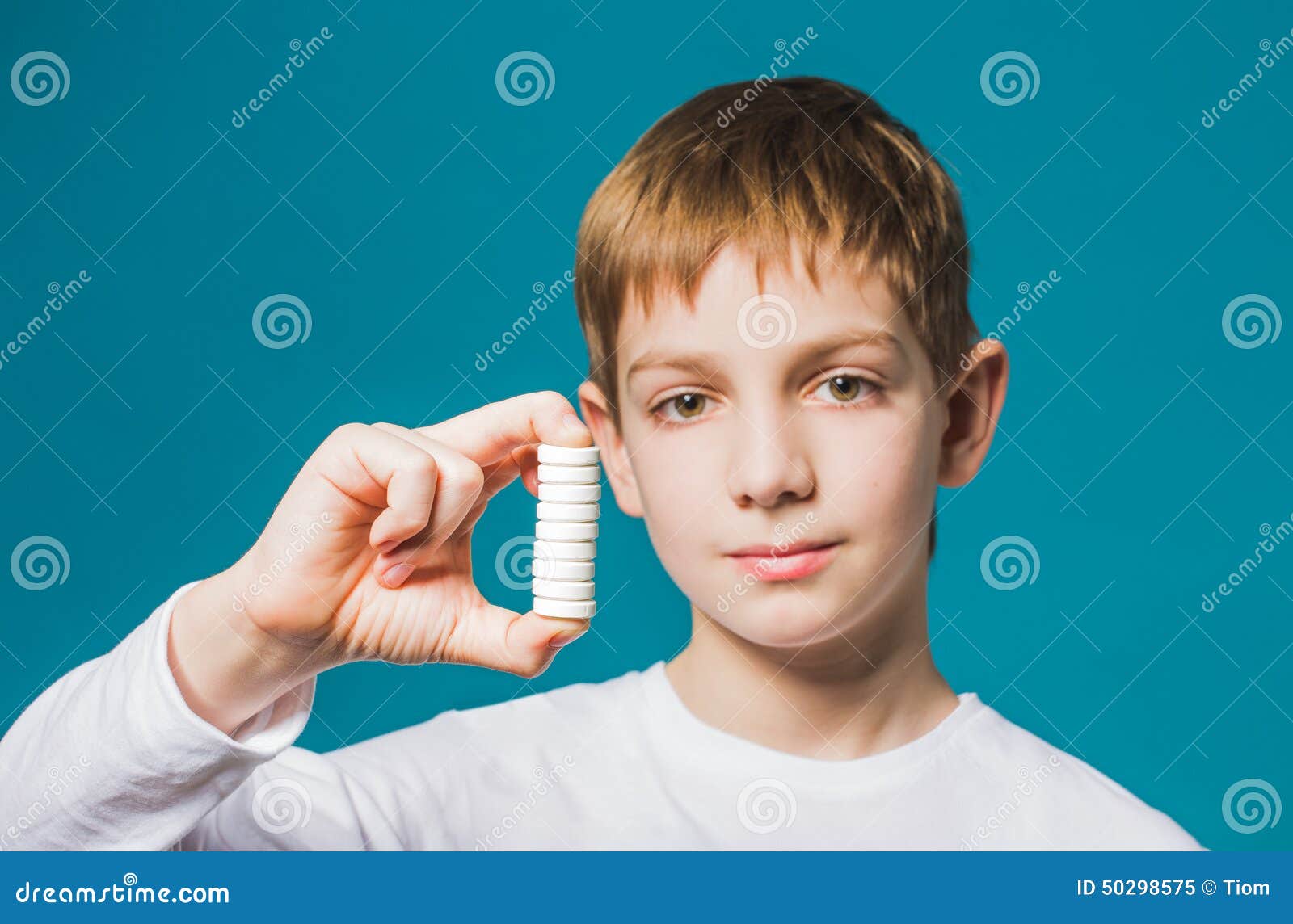 Close Up Portrait of a Boy Holding Pills Stock Image - Image of ...