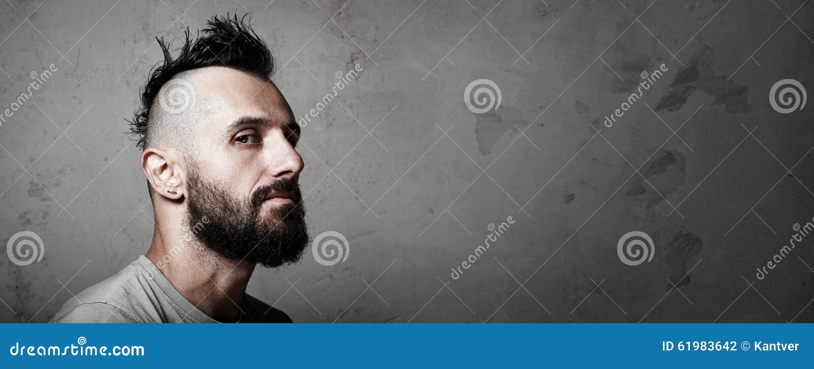 Close-up Portrait of a Brutal Man with Mohawk Stock Photo - Image of ...