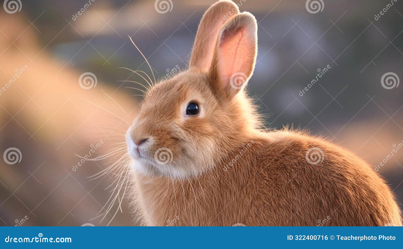 A Close-up Portrait Captures a Brown Rabbit Standing and Staring Stock ...