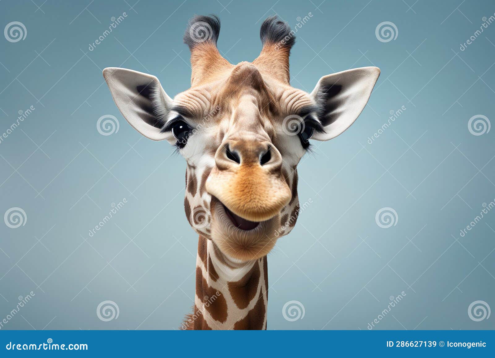 Whimsical Portrait of a Smiling Spotted Giraffe Stock Illustration ...