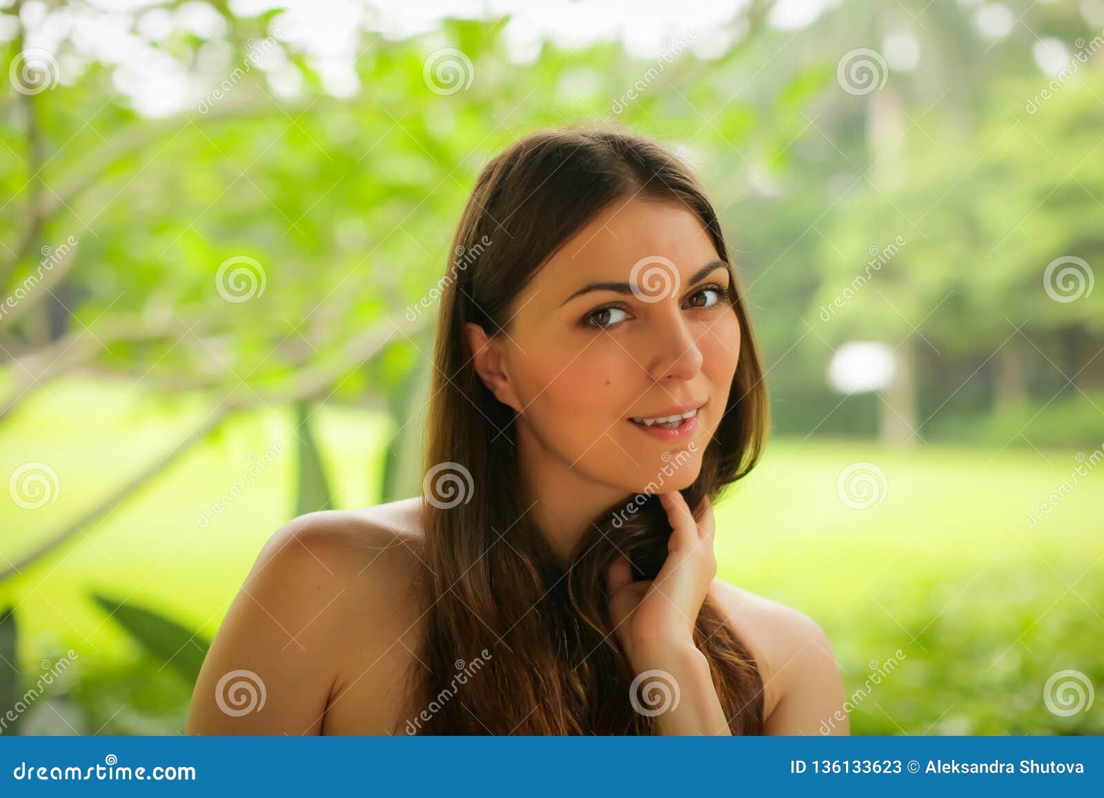 Close Up Portrait Of Carefree Caucasian Young Woman Posing With