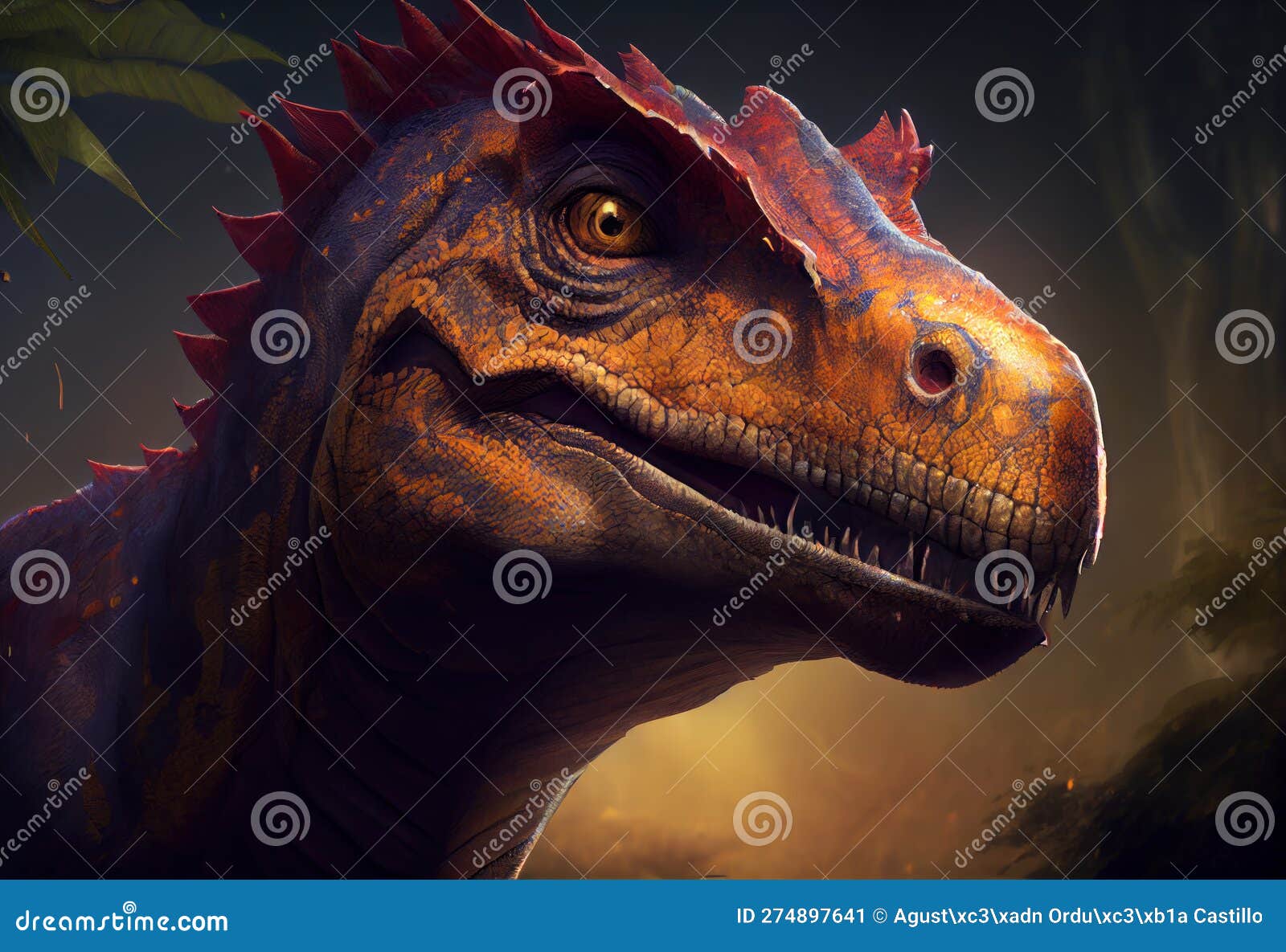 Close Up of a Portrait of a Carnotaurus Dinosaur. Stock Illustration ...