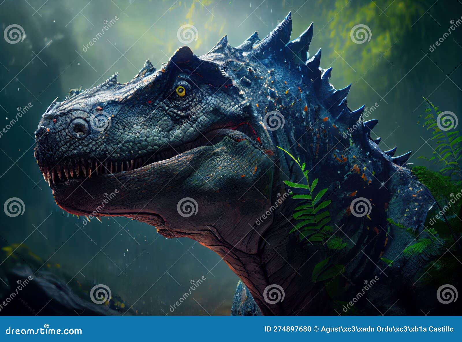 Close Up of a Portrait of a Carnotaurus Dinosaur. Stock Illustration ...
