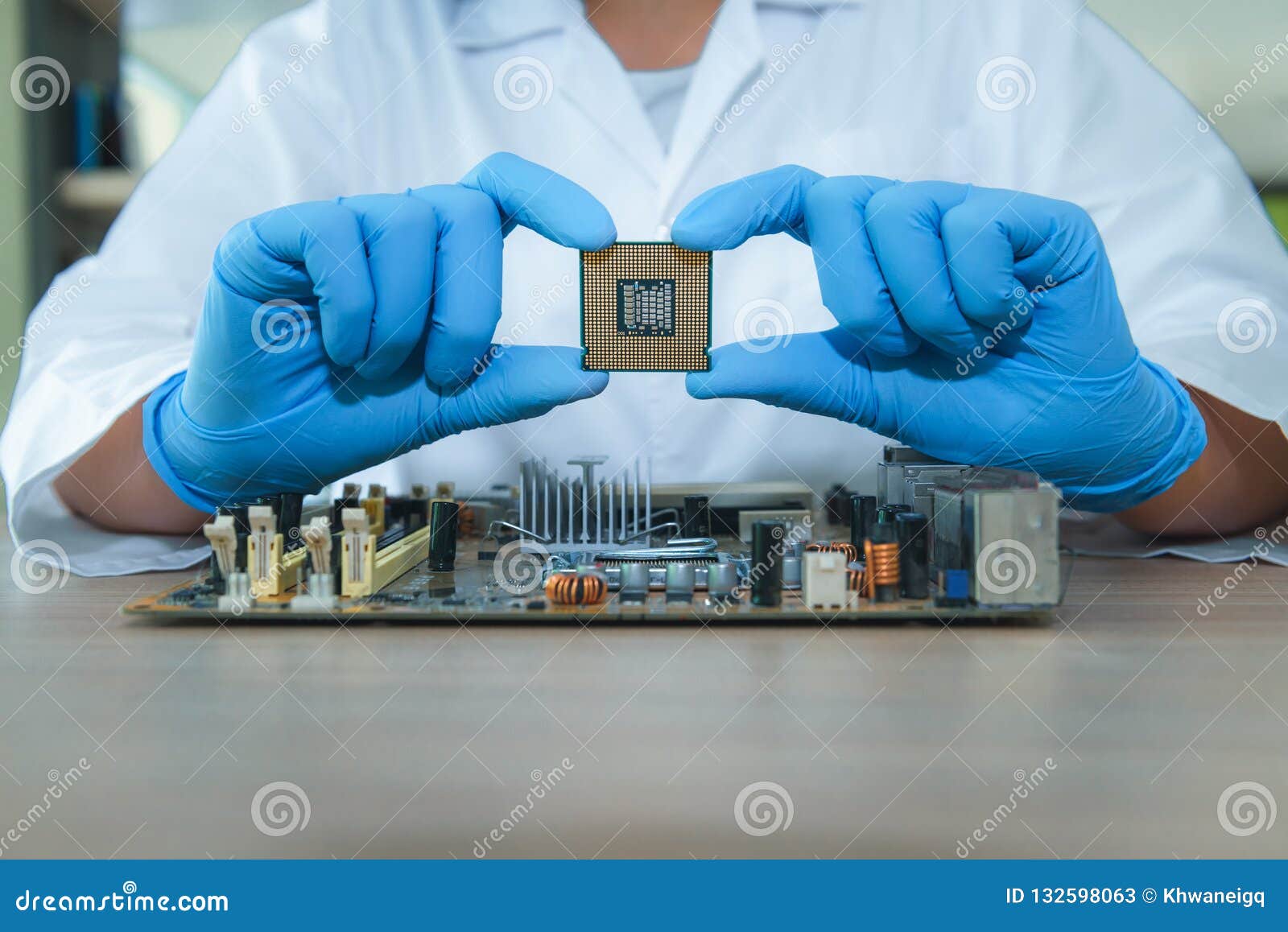 Close Up Portrait of Computer Engineer Hands is Holding CPU`s Co Stock ...