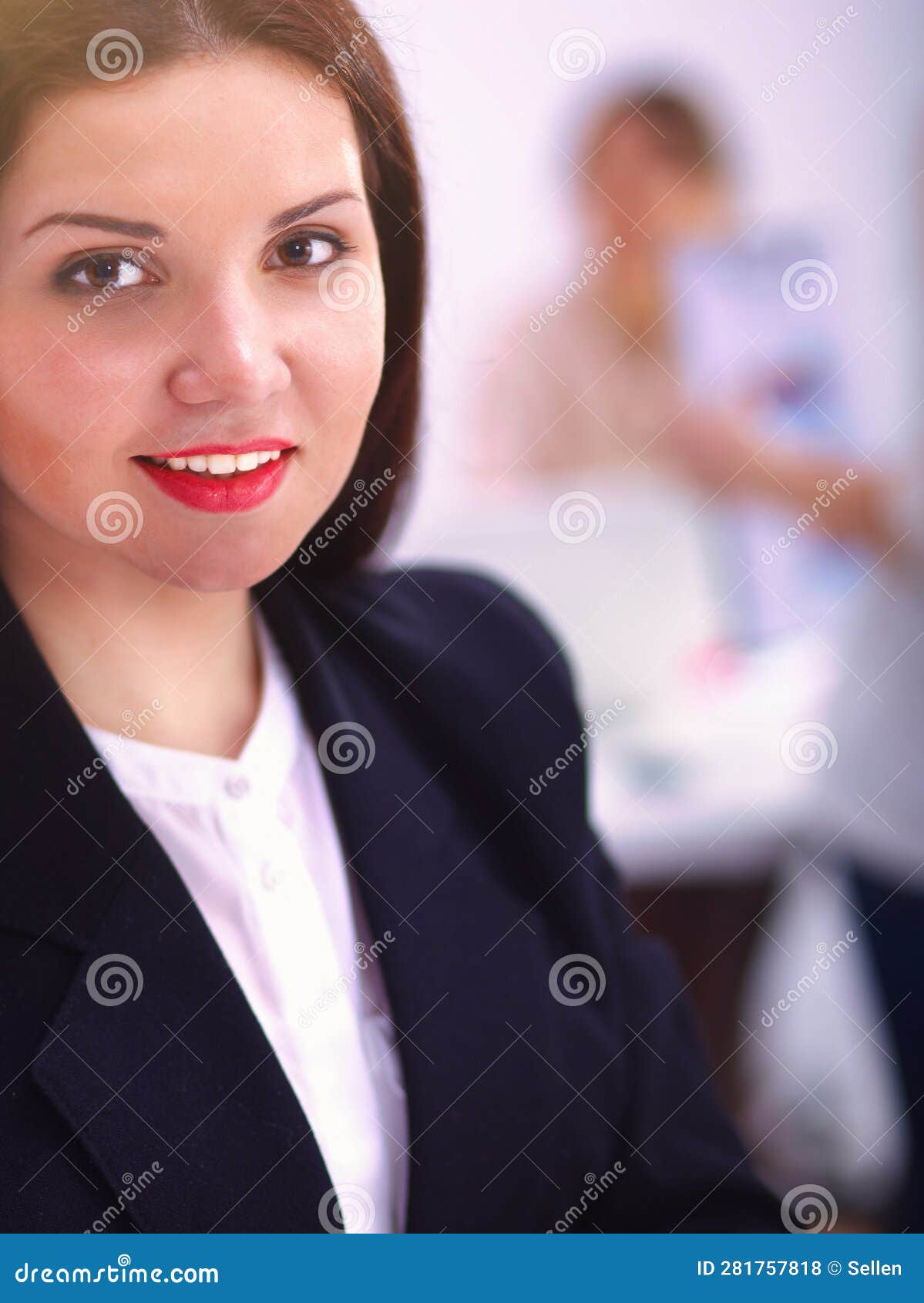 Close-up Portrait of a Customer Service Agent Sitting at Office Stock ...