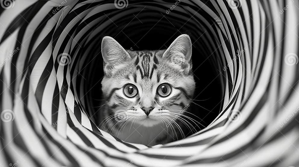 Close-up Portrait of a Cute Cat in a Swirl Pattern Backdrop Stock ...