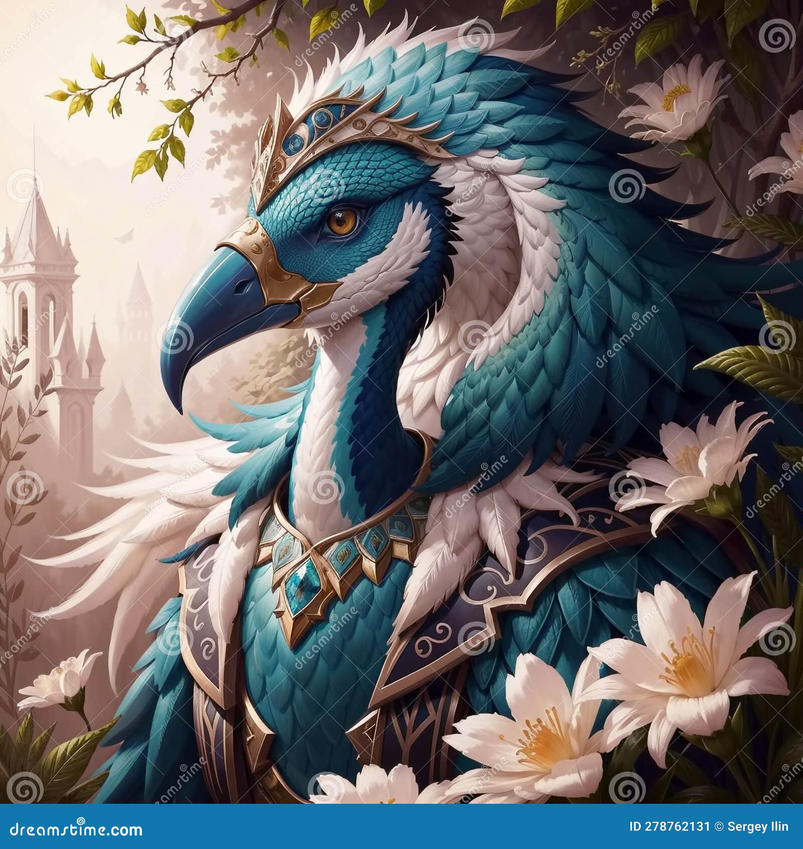 Close Up Portrait Fantasy Bird. Generative AI Stock Illustration ...
