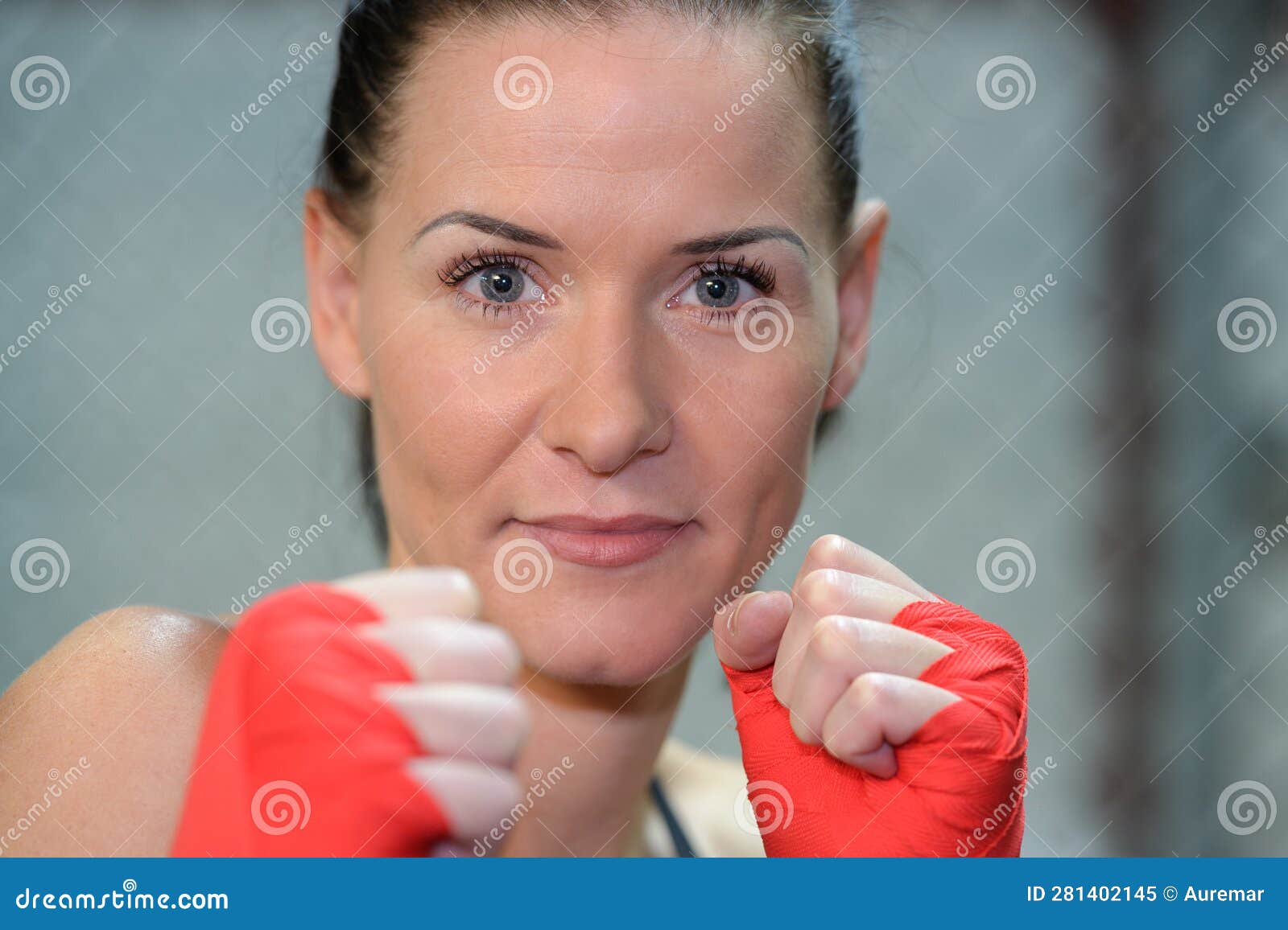 Close Up Portrait Female Boxer Stock Image - Image of fighter ...