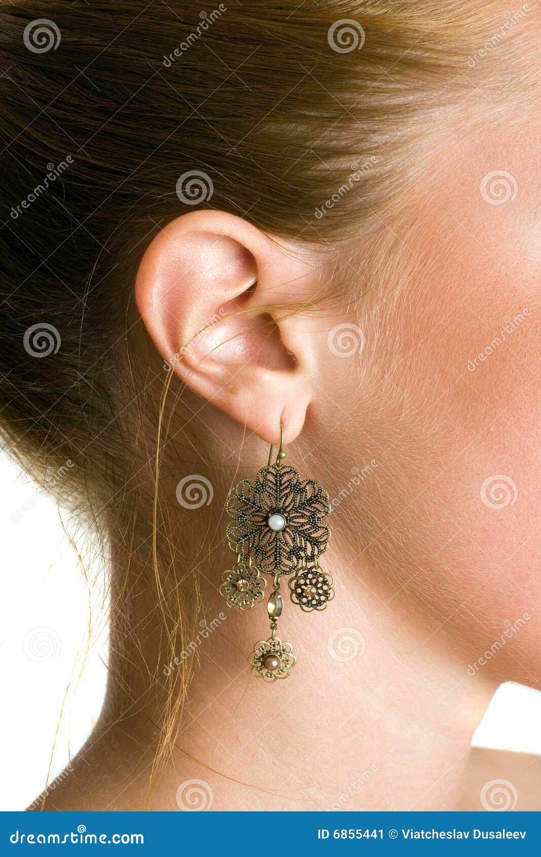 Close-up Portrait of a Female Ear Stock Image - Image of attention ...