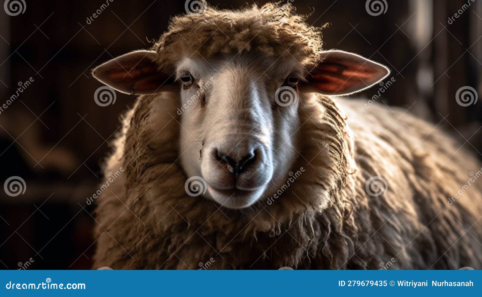 A Close-up Portrait Of A Fluffy Sheep Captured. Generative AI Stock ...